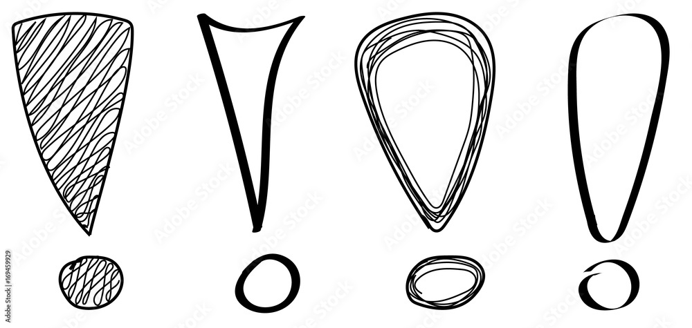 Set of hand drawn exclamation marks. Vector. Stock Vector | Adobe Stock
