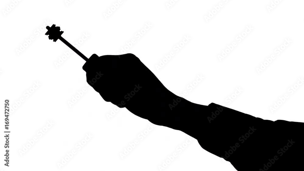 Male hand holding a key Isolated black silhouette of a male hand ...