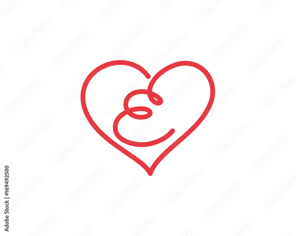 Letter E and heart logo 1 Stock Vector | Adobe Stock