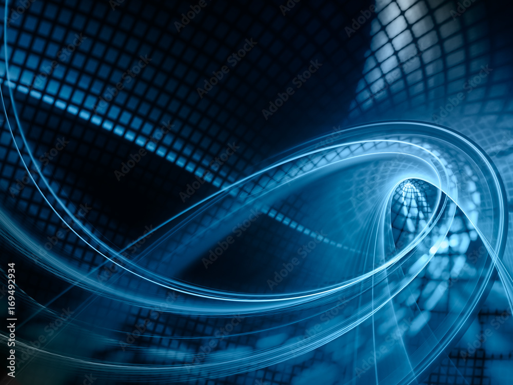 Abstract blue background element. Grids and curves series. Fractal ...