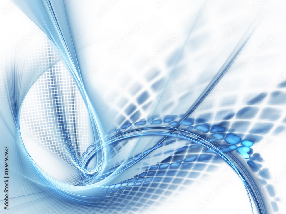Abstract blue background element. Grids and curves series. Fractal ...