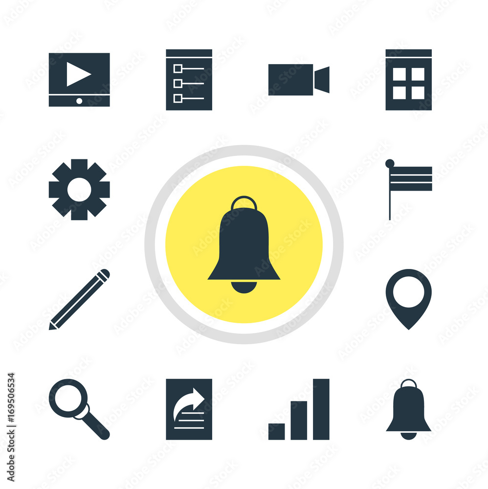 Vector Illustration Of 12 Internet Icons. Editable Pack Of Pen, Gear ...
