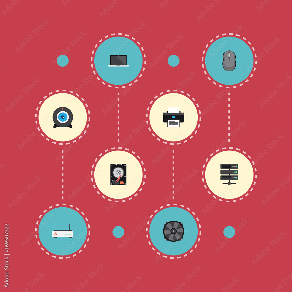 Flat Icons Computer Mouse, Datacenter, Monitor And Other Vector ...