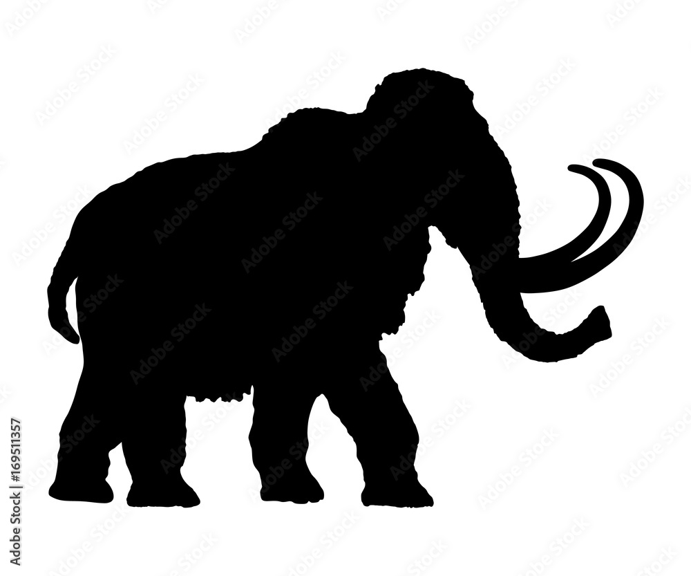 Mammoth vector silhouette illustration isolated on white background ...