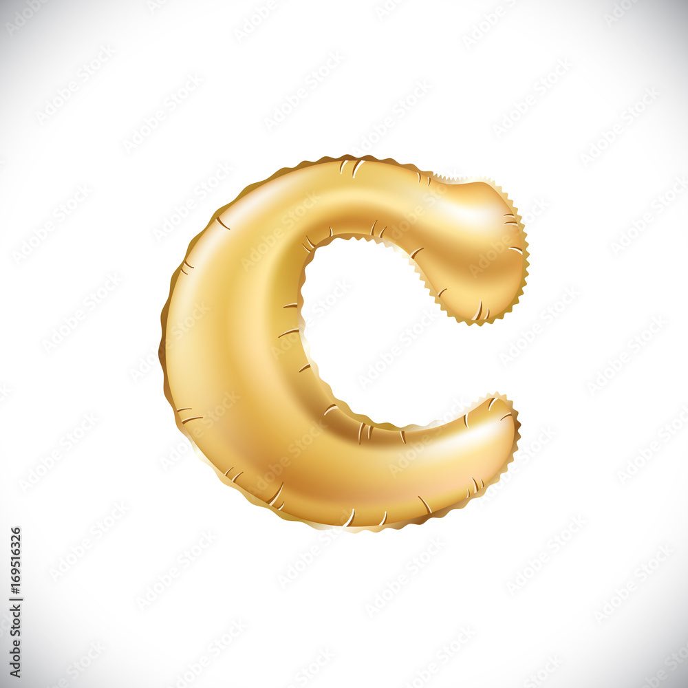 vector Metallic Gold C Balloons, golden letter. new year, holiday ...
