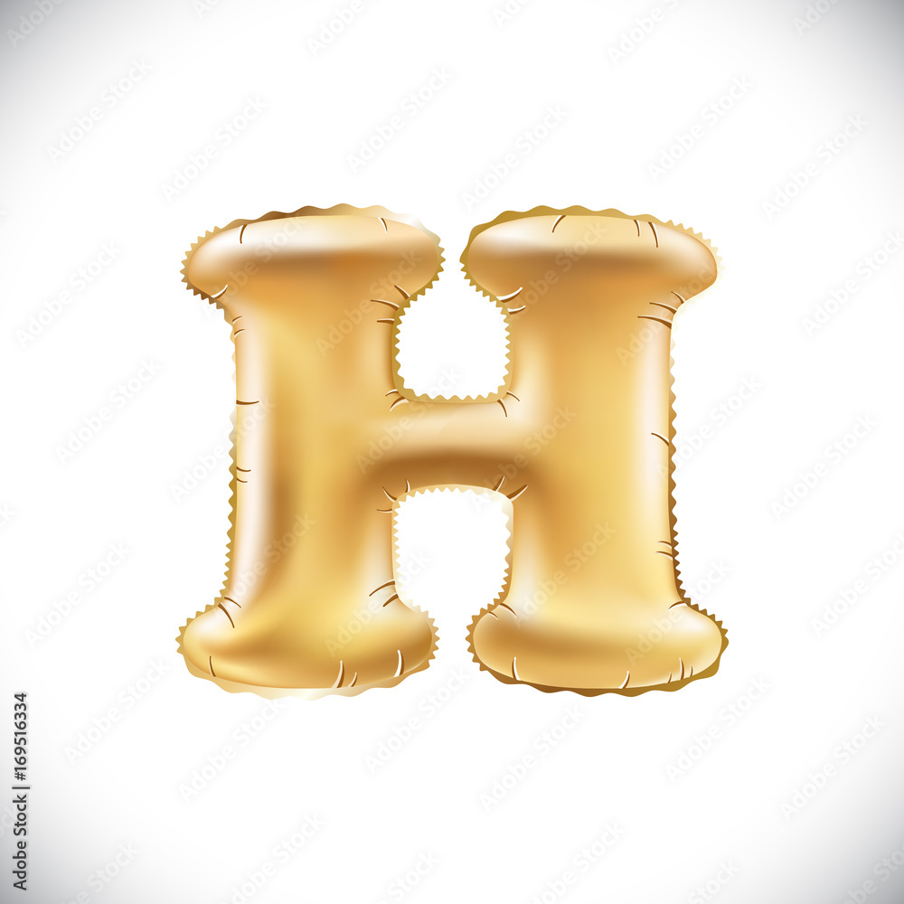 Gold balloon font part of full set upper case letters H Stock Vector ...