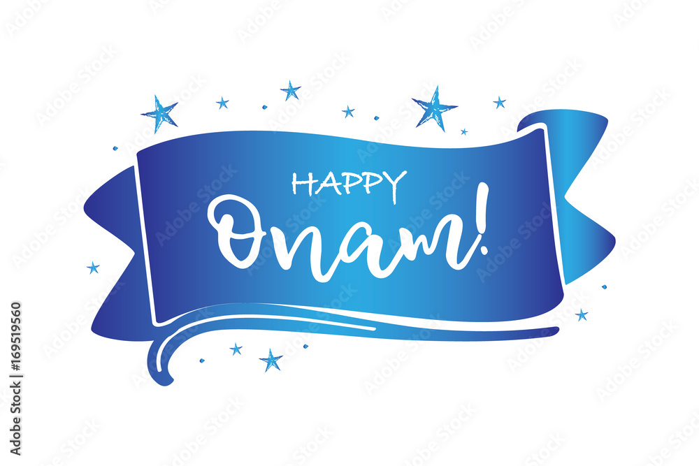 Happy Onam, beautiful greeting card poster with calligraphy white text ...