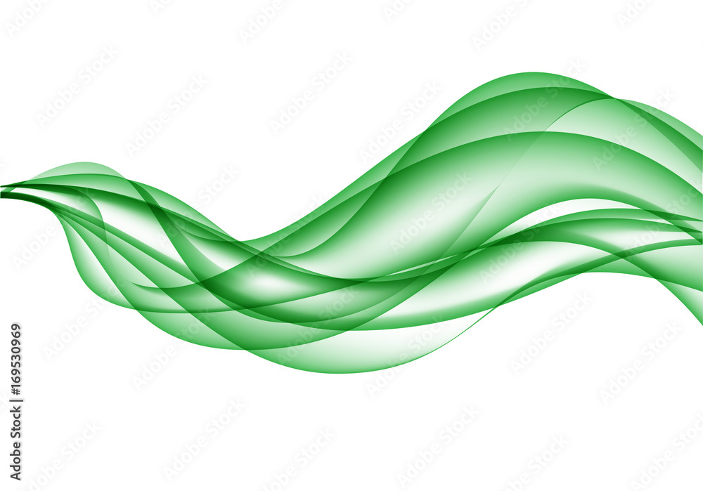 Abstract green wave on white design modern background vector ...