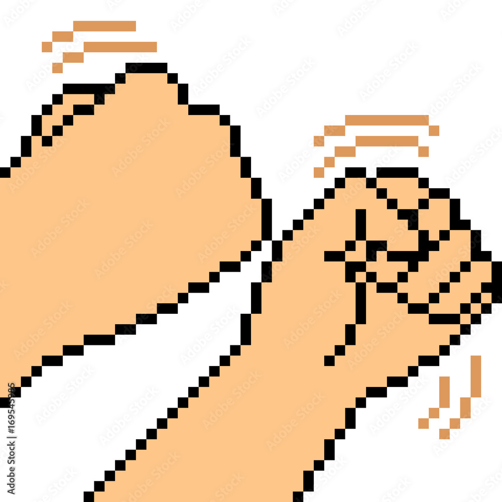 vector pixel art hand sign fist fight Stock Vector | Adobe Stock