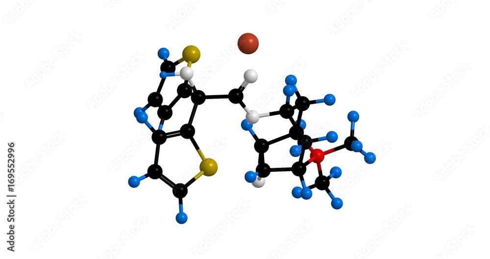 Tiotropium bromide (Spiriva) - molecular structure, 3d rendering ...