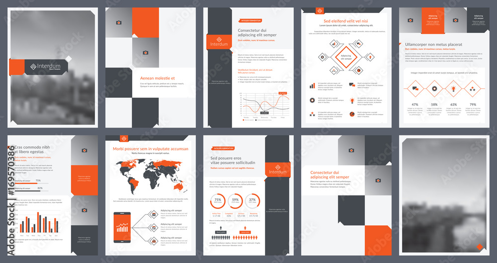 Elements of infographics for report template and presentations ...