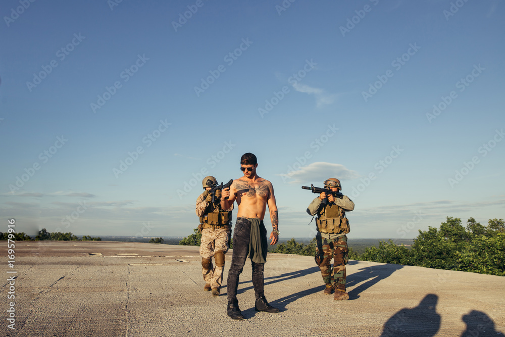 British special forces soldiers captured bandit hostage. war, army and ...