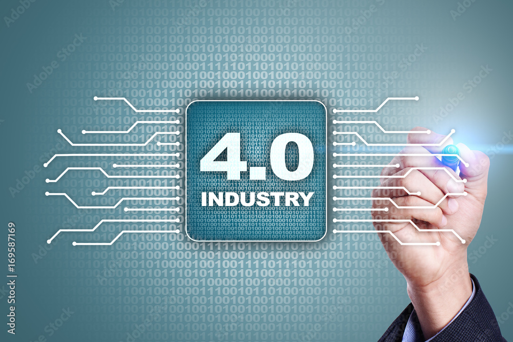 Industry 4.0. IOT. Internet of things. Smart manufacturing concept ...