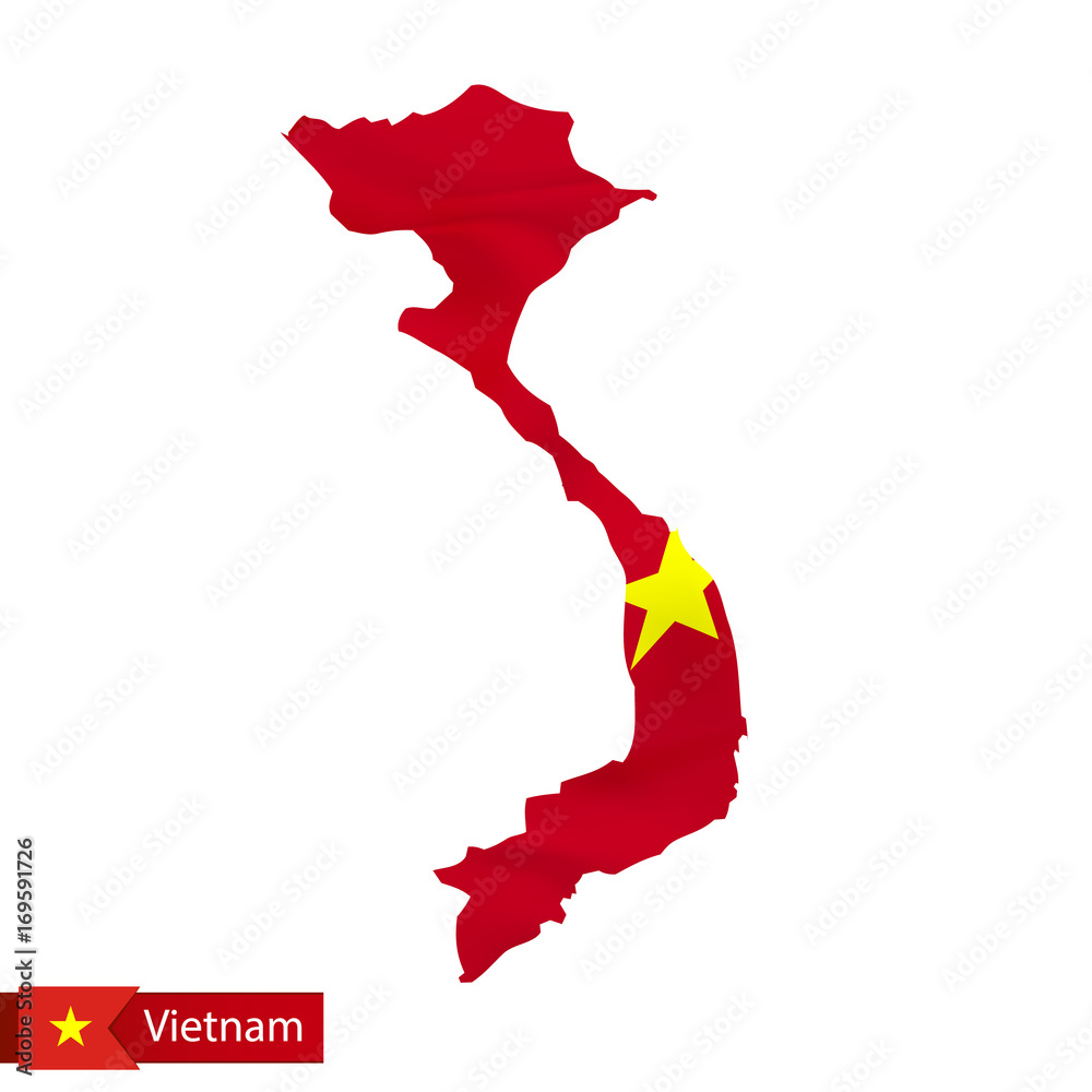 Vietnam map with waving flag of country. Stock Vector | Adobe Stock
