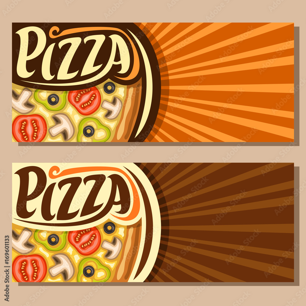 Vector horizontal banners for Pizza with copy space: italian vegetarian ...