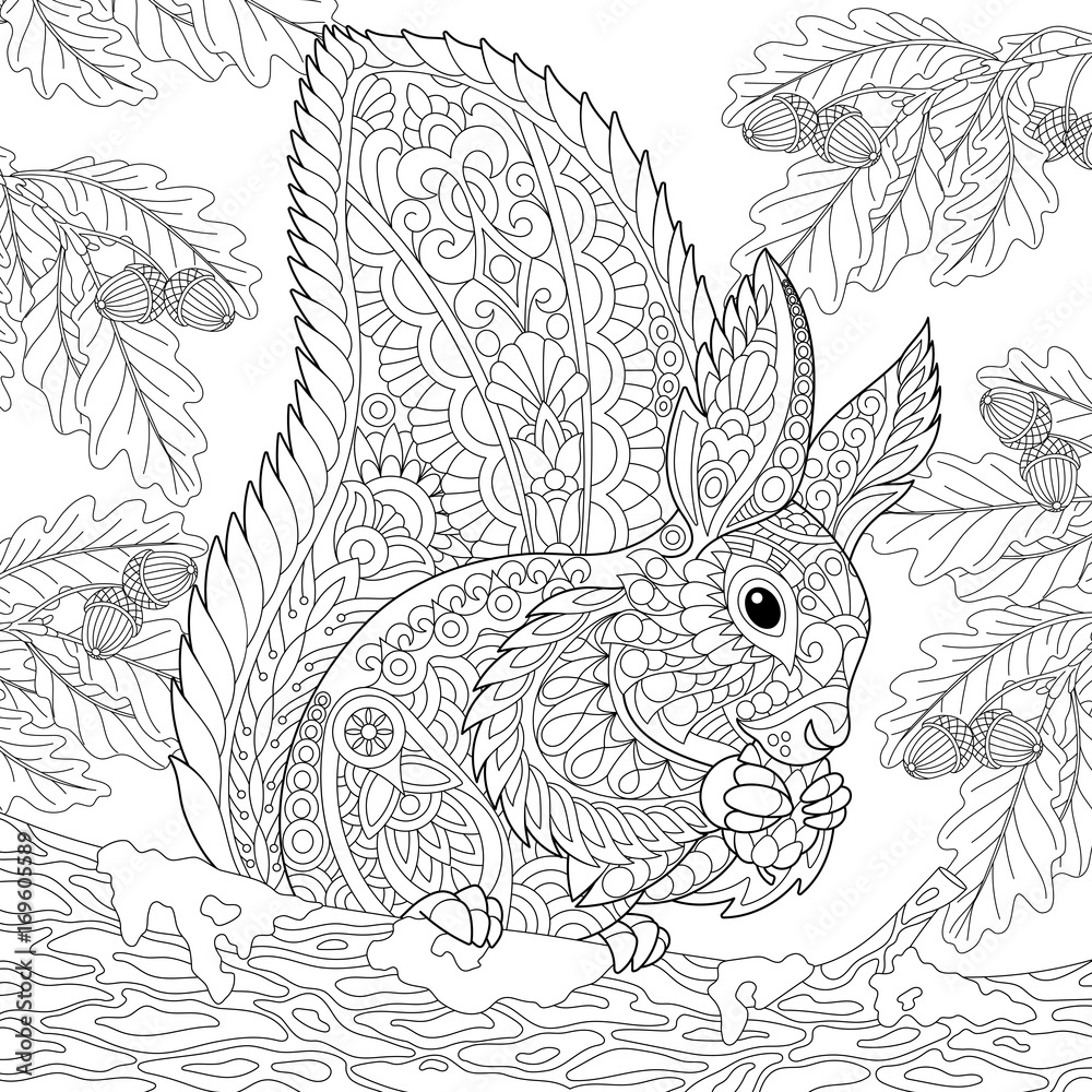 Squirrel In Tree Coloring Pages