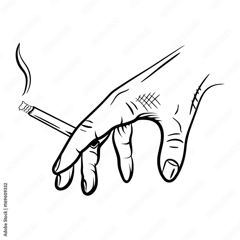 Hand Holding Cigarette Sketch
