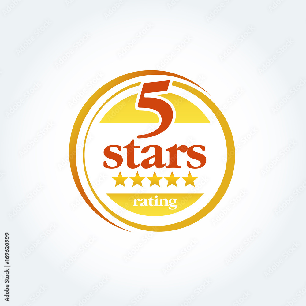 Golden Five stars round logo template set. Isolated Vector illustration ...