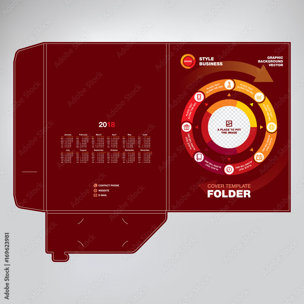 Business folder, design cover template, layout for of text and photos ...