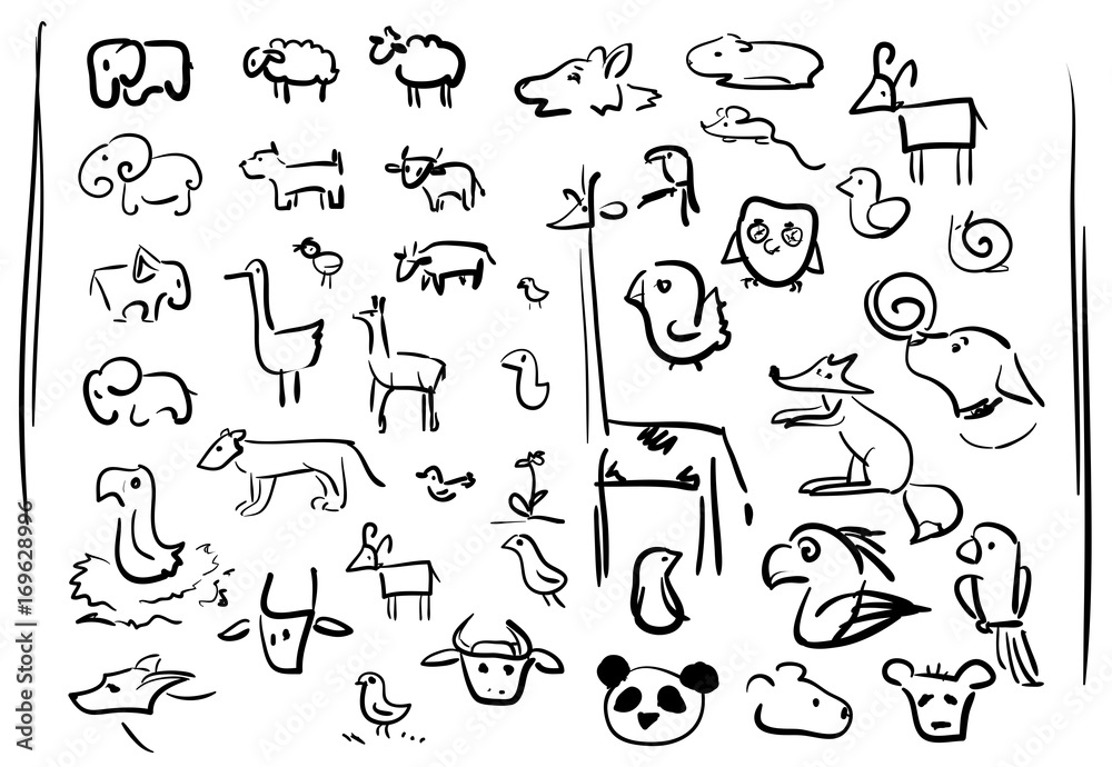 Doodle sign - animals icons Stock Vector | Adobe Stock