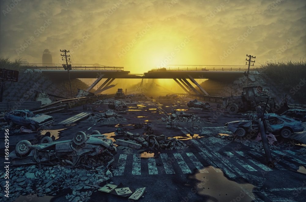 Apocalyptic landscape Stock Illustration | Adobe Stock