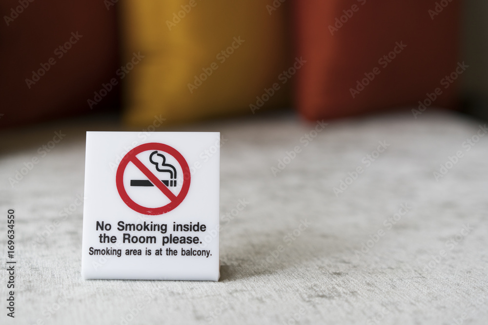 No smoking sign inside the room in the hotel Stock Photo | Adobe Stock