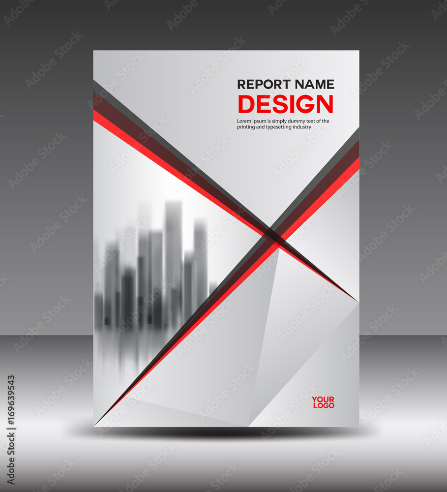 Red and white Cover design Annual report vector illustration, booklet ...