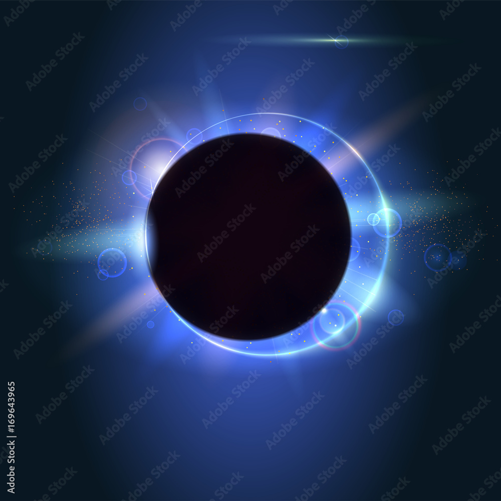 Solar eclipse, astronomical phenomenon - full sun eclipse. Blurred ...