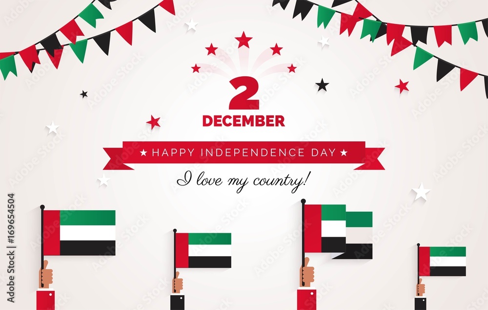 2 December. UAE Independence Day greeting card. Holiday background with ...