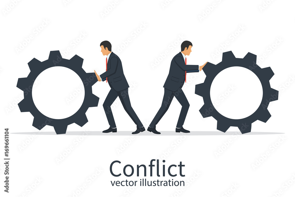 Conflict cooperation concept. Disagreements of businessmen. Business ...