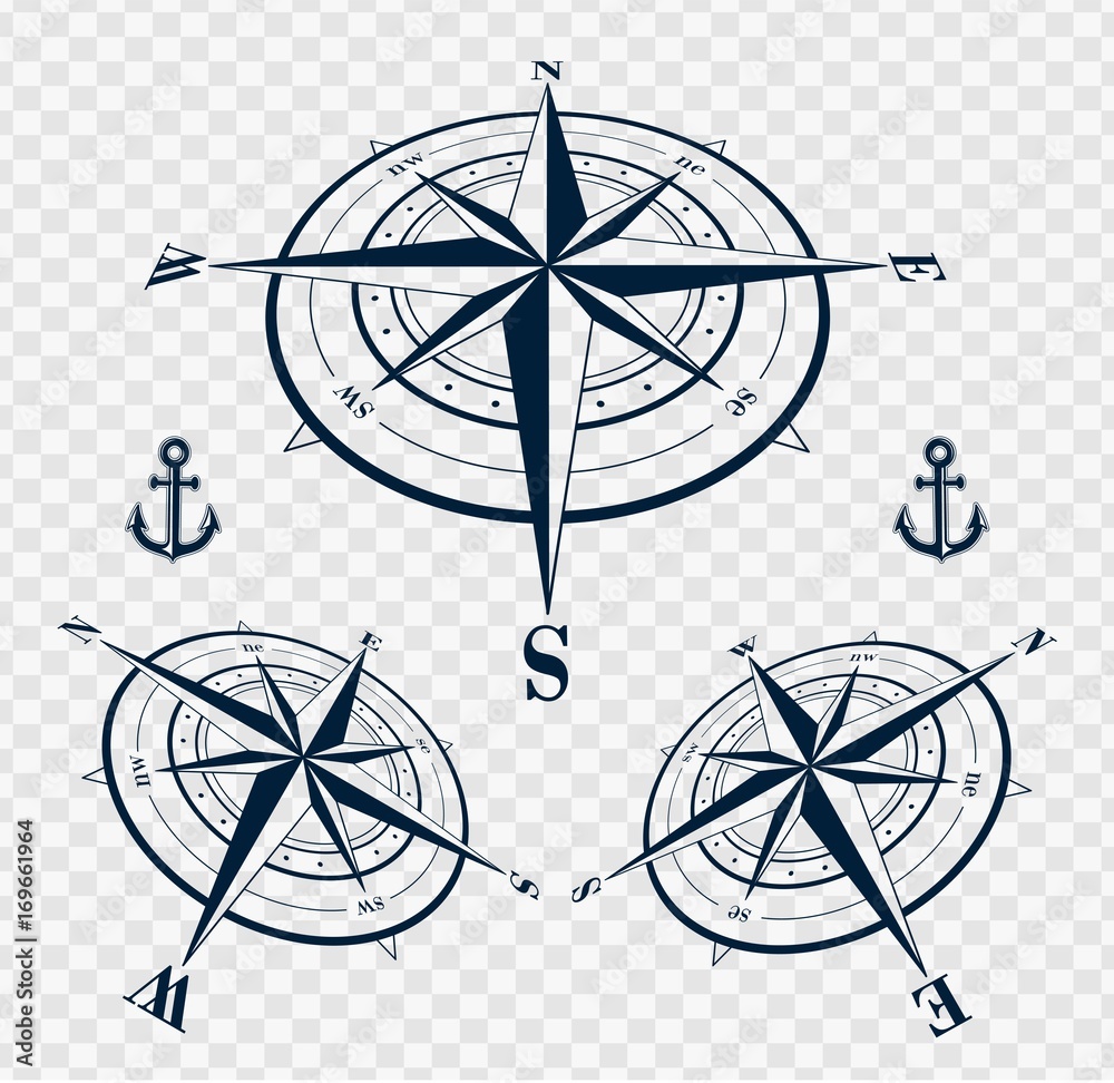 Blue Compass Rose Transparent