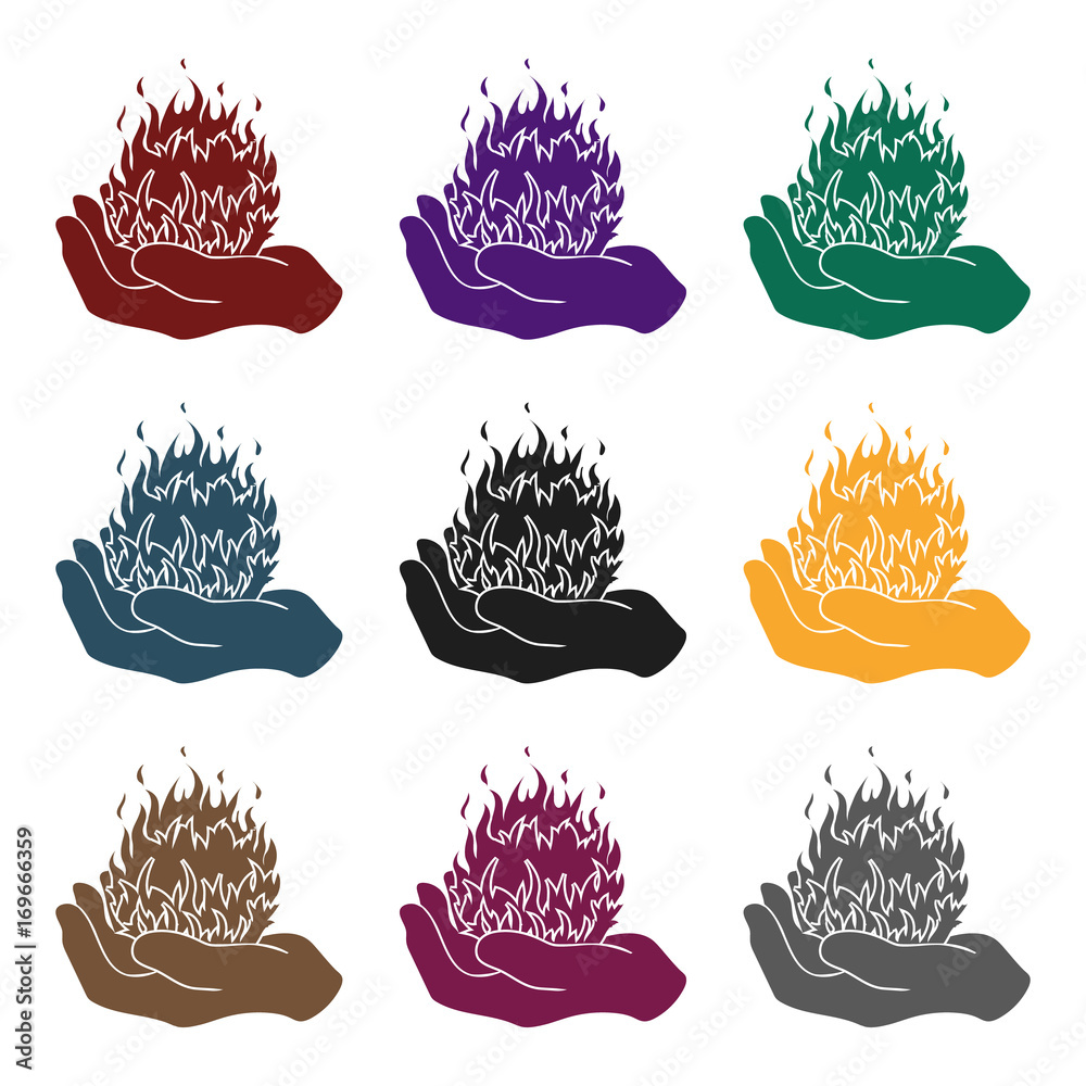 Fire spell icon in black style isolated on white background. Black and ...