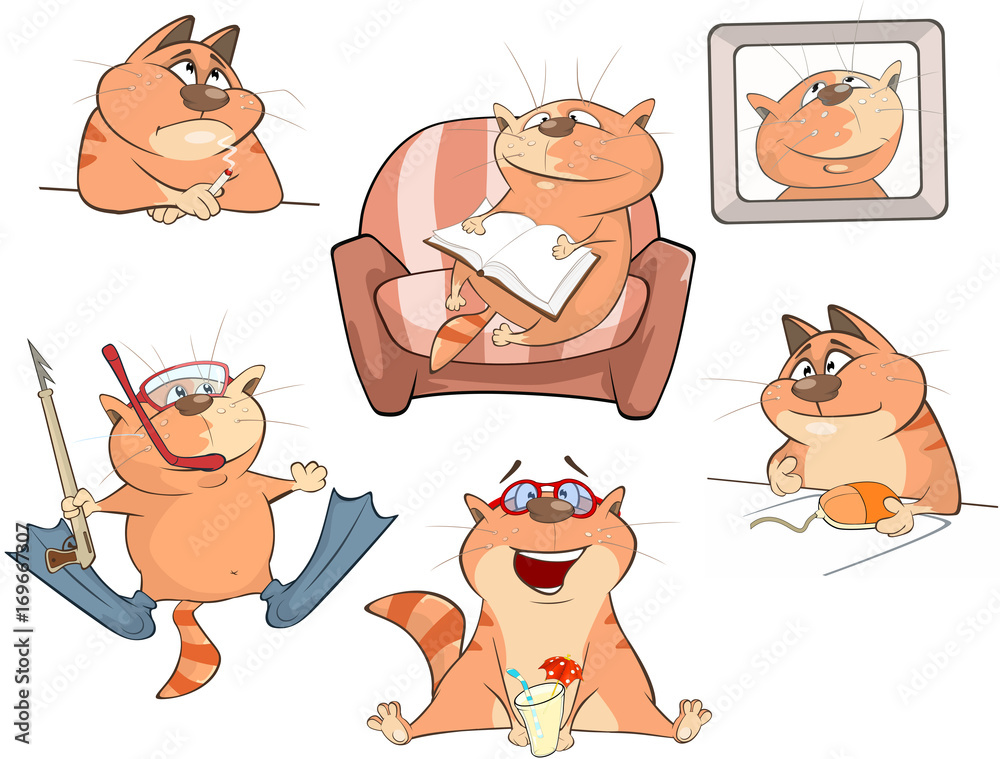 Set Cartoon Illustration. A Cute Cats for you Design Stock Vector ...