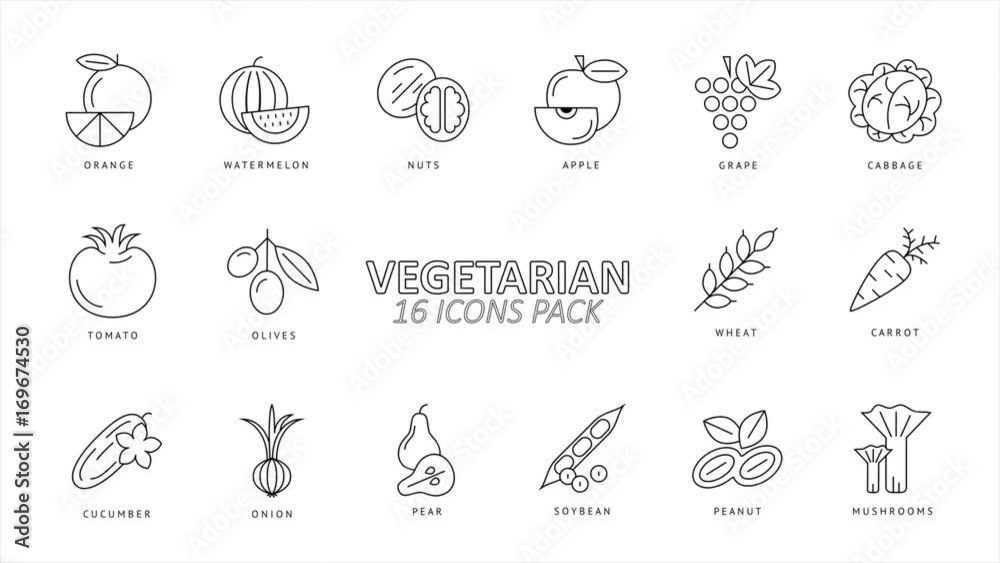 Vegetables 16 animated icons bundle set pack, 2d animation colored flat ...
