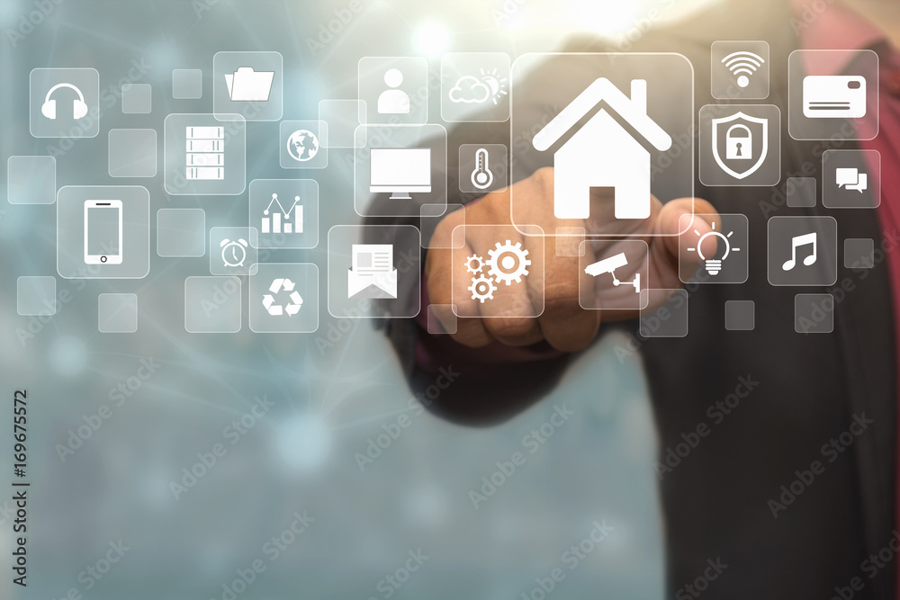 Internet of things (IOT) concept related to smart home automation and ...