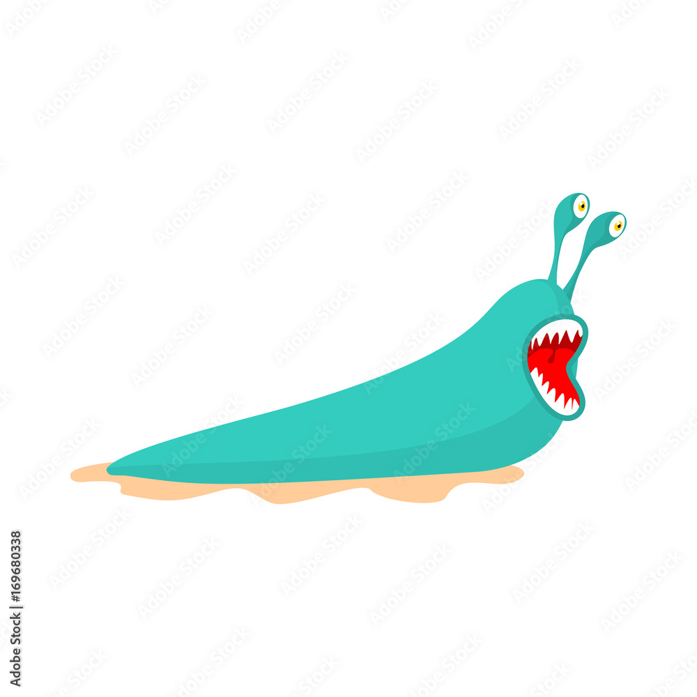 Slug isolated. Green Monster Insect pests. Worm parasite with teeth ...