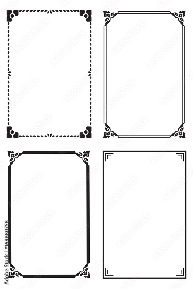 Set Decorative frames and borders, on white background Stock Vector ...