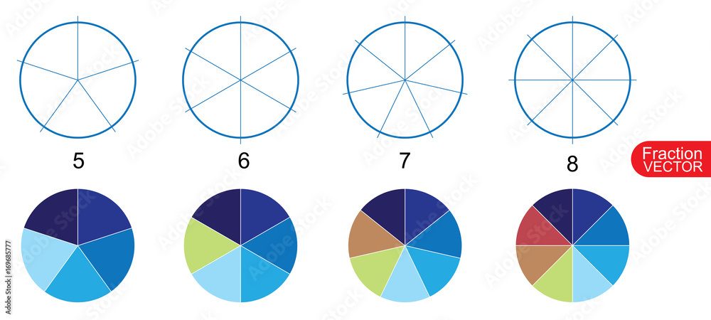 Fraction Pie clip art for education on white background vector ...