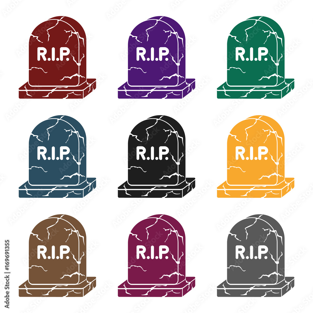 Headstone icon in black style isolated on white background. Black and ...