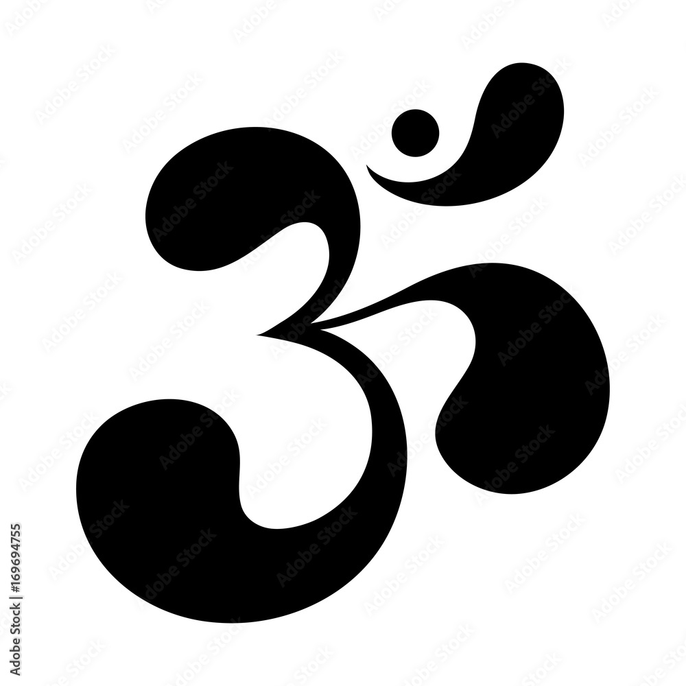 Om or Aum Indian sacred sound. The symbol of the divine triad of Brahma ...