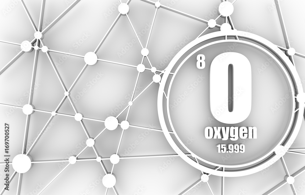Oxygen chemical element. Sign with atomic number and atomic weight ...