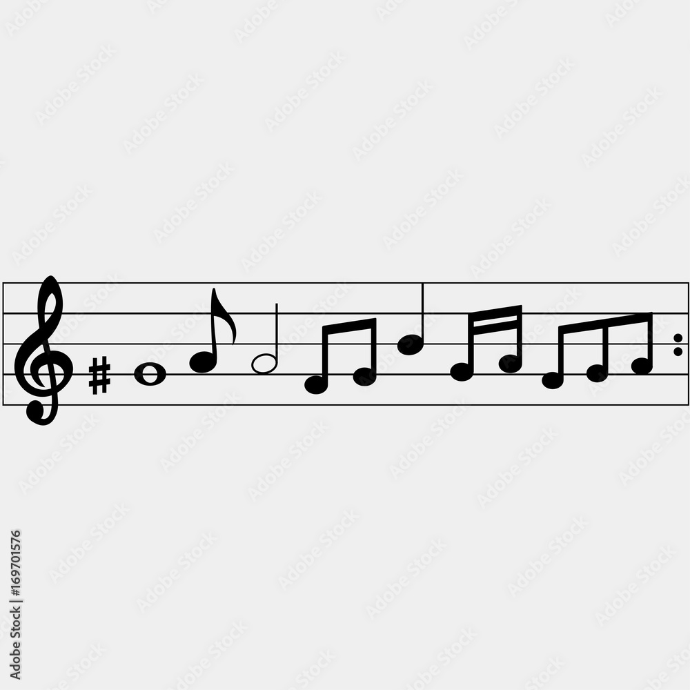Set of music notes on a white background. Vector illustration Stock ...