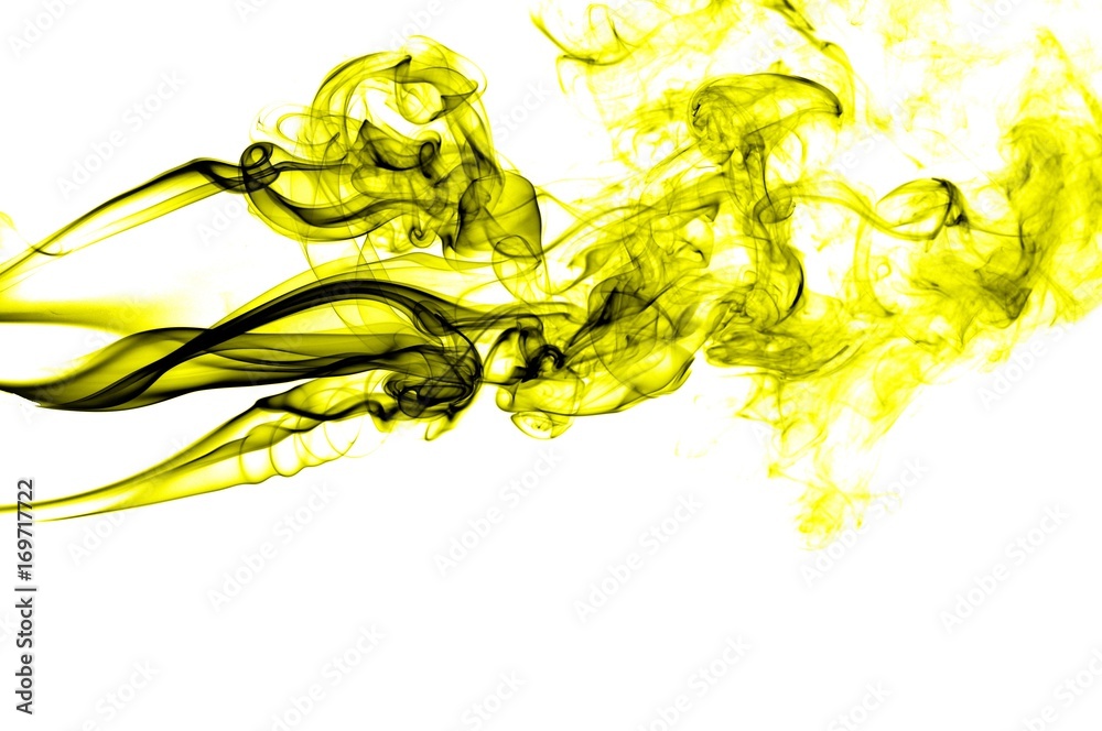 abstract yellow smoke on a white background, Abstract gold smoke on ...