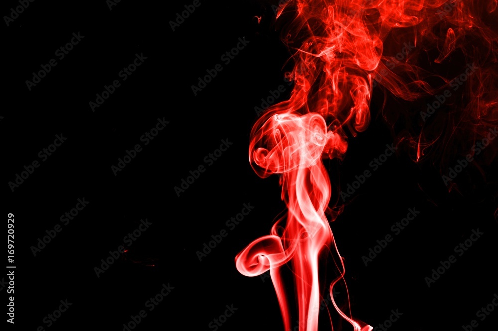 Abstract red smoke on black background, smoke background,colorful ink ...