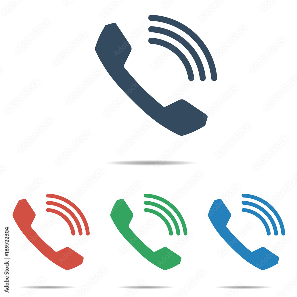 Phone handset icon set - simple flat design isolated on white ...