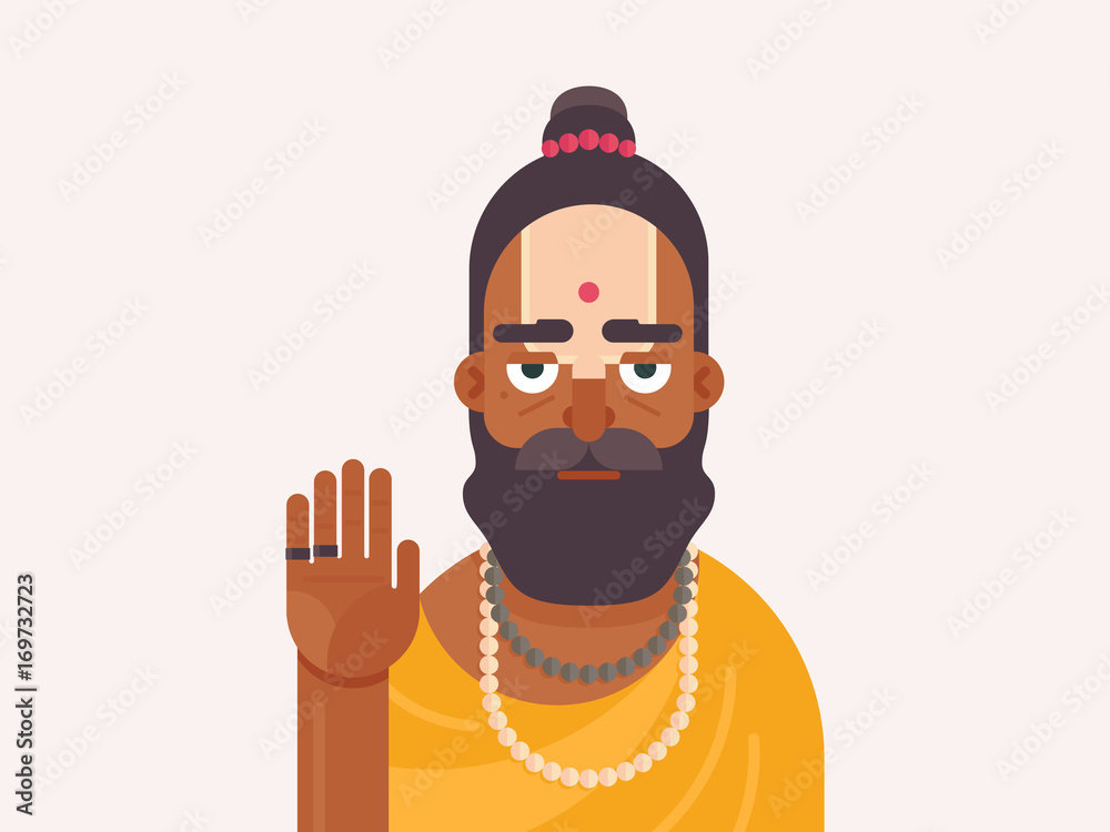 Holy Men of India. Cartoon character of an Holy Sadhu man with ...