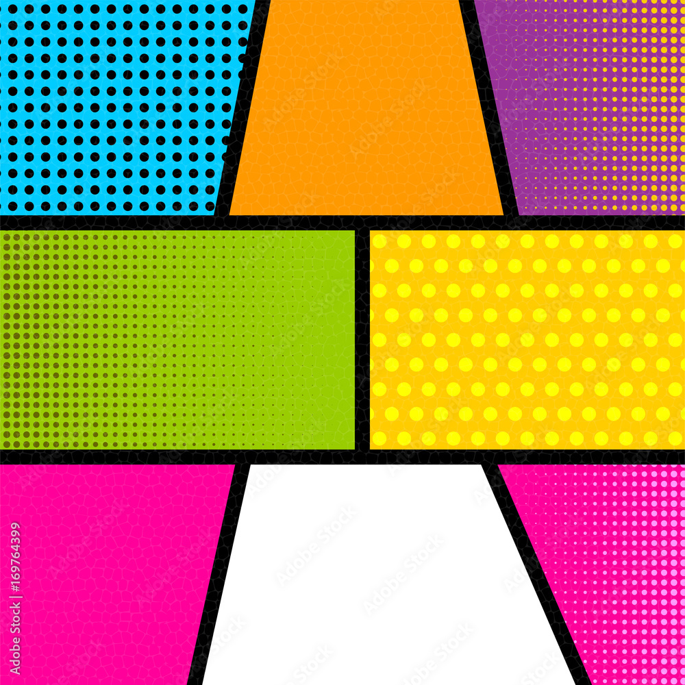 Cartoon funny vintage strip mock up. Vector halftone illustration ...