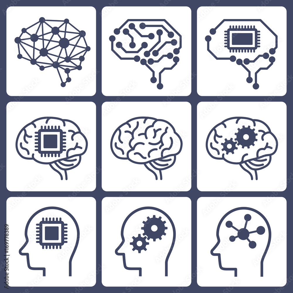 AI (artificial intelligence) icon set. Stock Vector | Adobe Stock