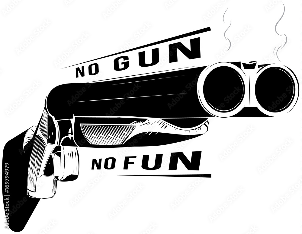 Poster Vector illustration black and white shotgun isolated background ...
