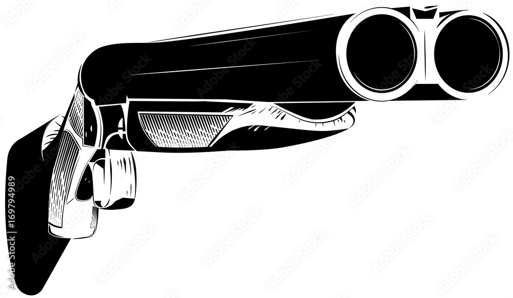 Vector illustration black and white shotgun isolated background Stock ...